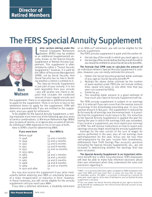 Fillable Online The FERS Special Annuity Supplement Fax Email Print ...