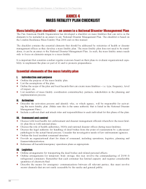 Fillable Online MASS FATALITY PLAN CHECKLIST Fax Email Print - pdfFiller