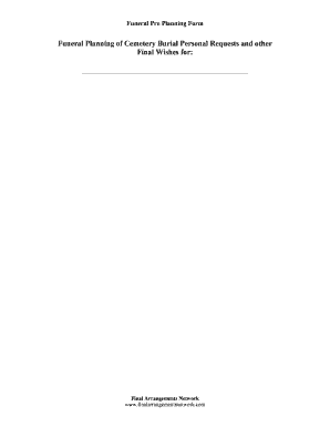 Fillable Online Funeral Pre Planning Form Fax Email Print - pdfFiller