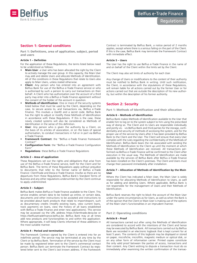 Fillable Online Belfius e-Trade Finance Fax Email Print - pdfFiller