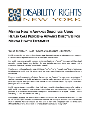 Fillable Online MENTAL HEALTH ADVANCE DIRECTIVES: USING Fax Email Print ...