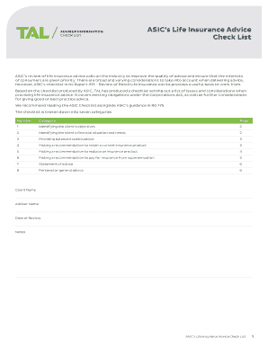 Fillable Online ASICs LifeInsurance Advice Fax Email Print - pdfFiller