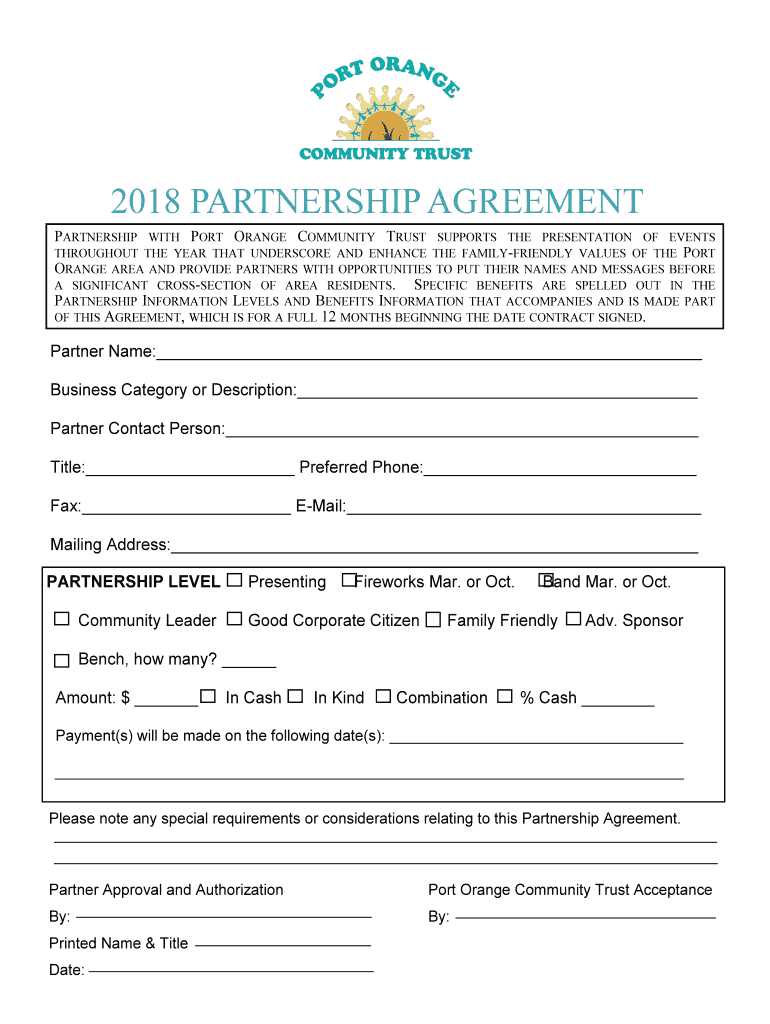 Fillable Online 2018 PARTNERSHIP AGREEMENT Fax Email Print - pdfFiller