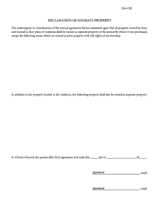 Fillable Online DECLARATION OF SEPARATE PROPERTY Fax Email Print - pdfFiller