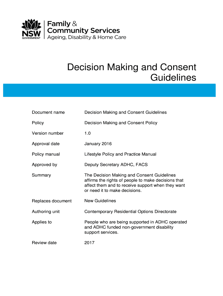 Fillable Online Decision Making and Consent Guidelines Fax Email Print ...