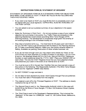Fillable Online INSTRUCTIONS FORM (B) STATEMENT OF GROUNDS Fax Email ...