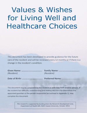 Fillable Online Values & Wishes Fax Email Print - pdfFiller