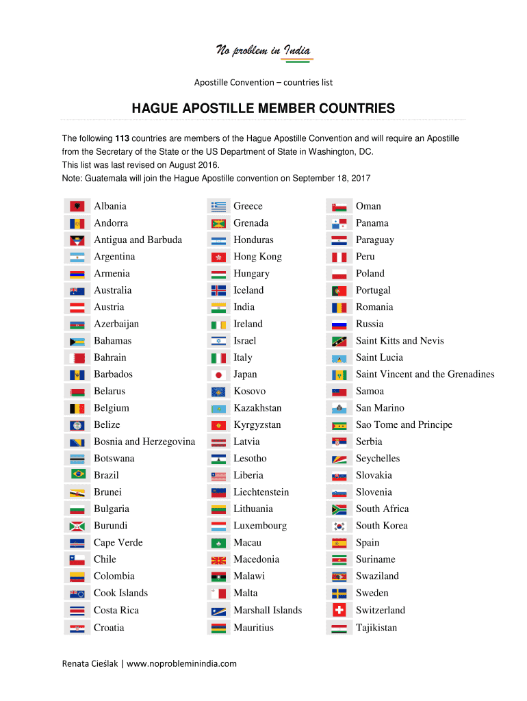Fillable Online Apostille Convention countries list Fax Email Print ...