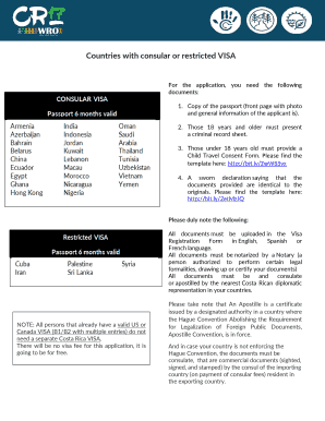 Fillable Online Countries with consular or restricted VISA Fax Email ...