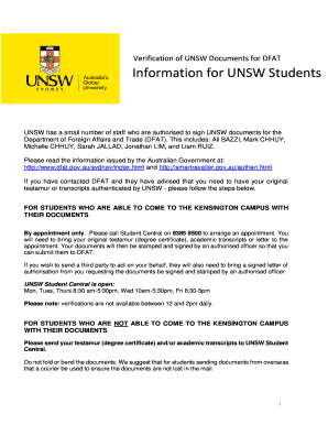 Fillable Online Verification of UNSW Documents for DFAT Fax Email Print ...