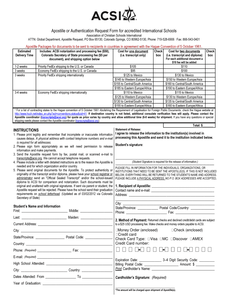 Fillable Online Apostille or Authentication Request Form for accredited ...