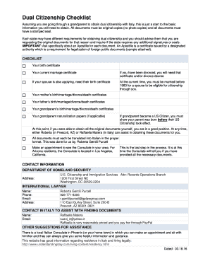 Fillable Online Dual Citizenship Checklist Fax Email Print - pdfFiller