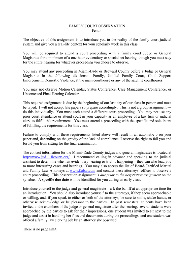 Fillable Online FAMILY COURT OBSERVATION Fax Email Print - pdfFiller