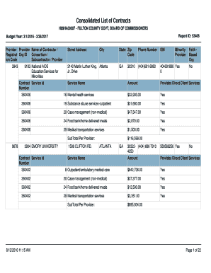 Fillable Online Consolidated List of Contracts Fax Email Print - pdfFiller