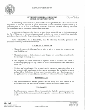 Fillable Online AUTHORIZING SPECIAL ASSESSMENT Fax Email Print - pdfFiller