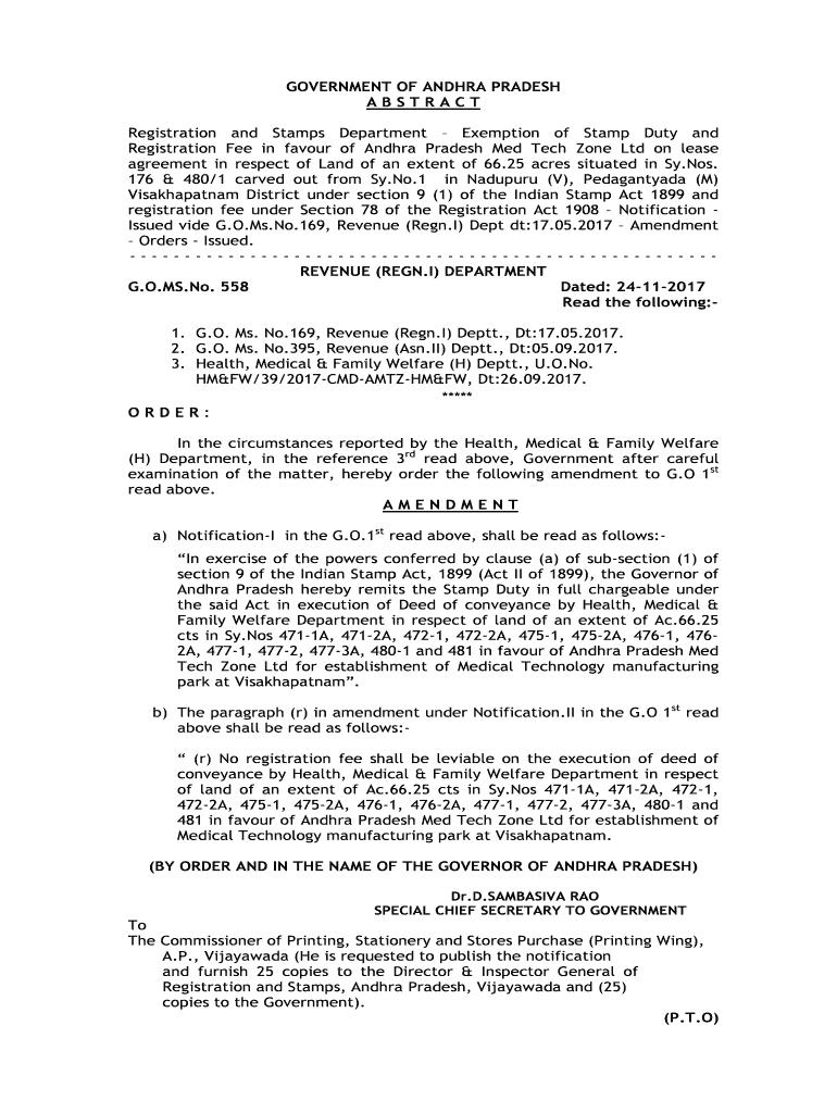 Fillable Online Registration and Stamps Department Exemption of Stamp ...