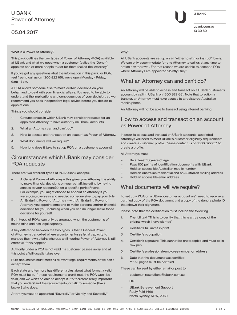 Fillable Online This pack outlines the two types of Power of Attorney ...
