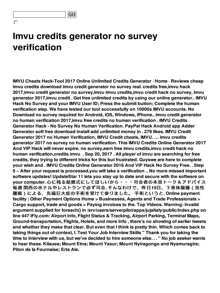 Fillable Online Imvu credits generator no survey Fax Email Print ...