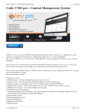 Fillable Online Code: CMS pro - Content Management System Fax Email ...