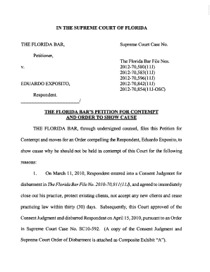 Fillable Online THE FLORIDA BAR, through undersigned counsel, files ...