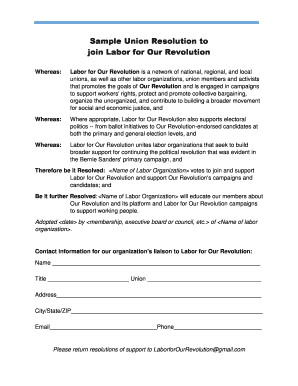 Fillable Online Sample Union Resolution to Fax Email Print - pdfFiller
