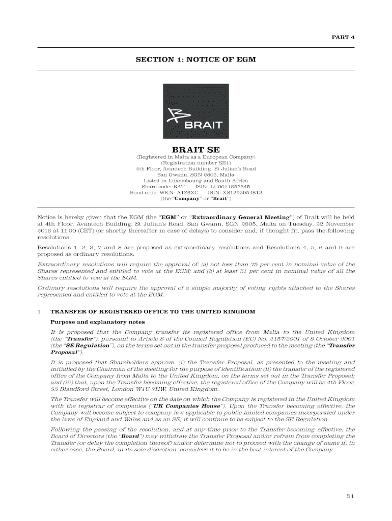 Fillable Online SECTION 1: NOTICE OF EGM Fax Email Print - pdfFiller