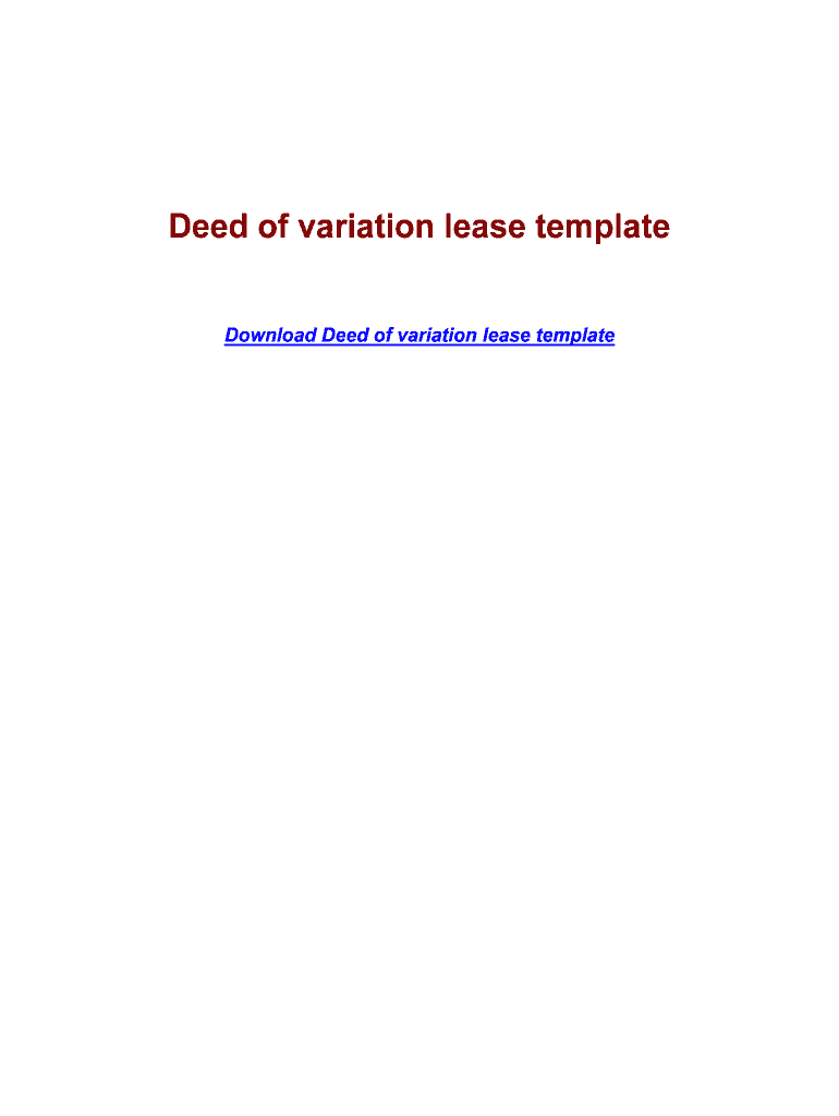 Fillable Online Deed of variation lease template Fax Email Print ...