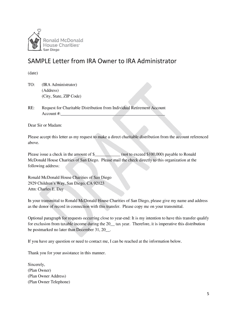 Fillable Online SAMPLE Letter from IRA Owner to IRA Administrator Fax ...