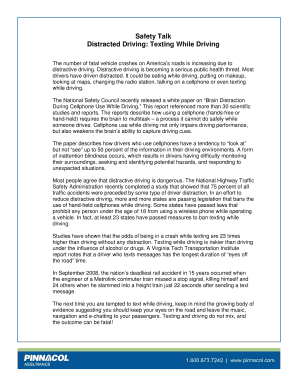 Fillable Online Distracted Driving: Texting While Driving Fax Email ...