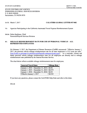 Fillable Online CALATERS GLOBAL LETTER #17-002 Fax Email Print - pdfFiller