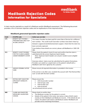 Fillable Online A claim may be rejected as a result of a Medicare and ...