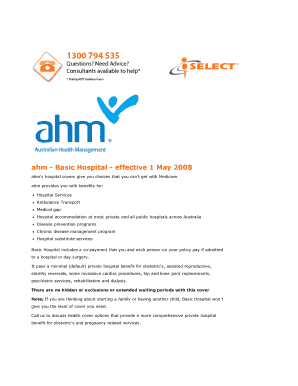 Fillable Online ahm's hospital covers give you choices that you can't ...