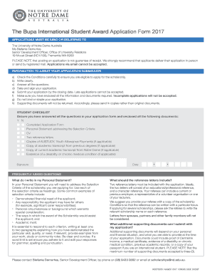 Fillable Online The Bupa International Student Award Application Form ...