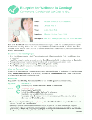 Fillable Online QUEST DIAGNOSTIC SCREENING Fax Email Print - pdfFiller