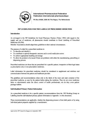 Fillable Online FIP GUIDELINES FOR THE LABELS OF PRESCRIBED MEDICINES ...