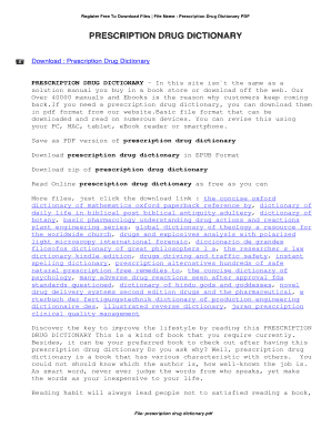 Fillable Online PRESCRIPTION DRUG DICTIONARY Fax Email Print - pdfFiller