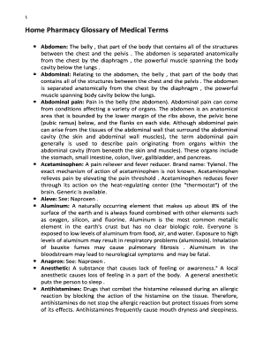 Fillable Online Home Pharmacy Glossary of Medical Terms Fax Email Print ...