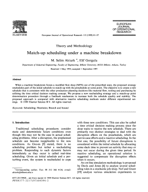 Fillable Online yoksis bilkent edu Match-up scheduling under a machine breakdown Fax Email Print ...