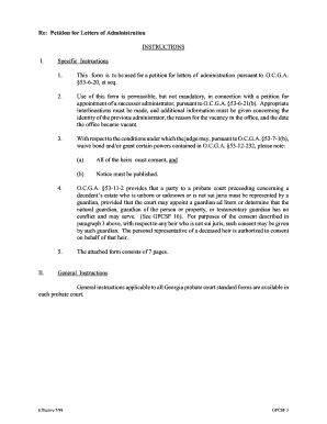 Fillable Online Re: Petition for Letters of Administration Fax Email ...