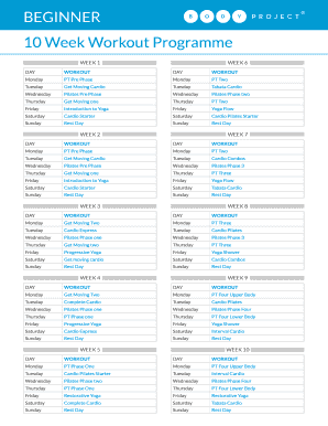 Fillable Online 10 Week Workout Programme Fax Email Print - pdfFiller