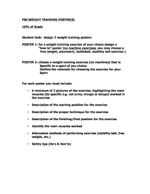 Fillable Online FSE:WEIGHT TRAINING POSTER(S) Fax Email Print - pdfFiller