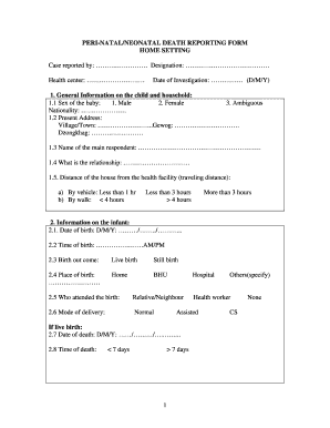 Fillable Online PERI-NATAL/NEONATAL DEATH REPORTING FORM Fax Email ...