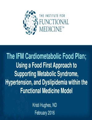 Fillable Online The IFM Cardiometabolic Food Plan; Fax Email Print ...
