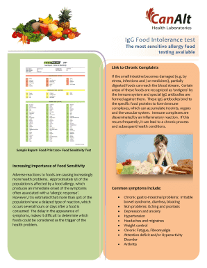 Fillable Online Food Intolerance Test Report Fax Email Print - pdfFiller