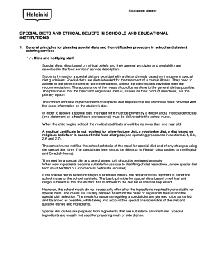 Fillable Online SPECIAL DIETS AND ETHICAL BELIEFS IN SCHOOLS AND EDUCATIONAL Fax Email Print ...