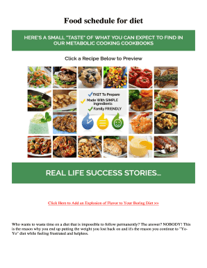 Fillable Online Food schedule for diet Fax Email Print - pdfFiller