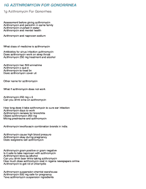 Fillable Online 1G AZITHROMYCIN FOR GONORRHEA Fax Email Print - pdfFiller