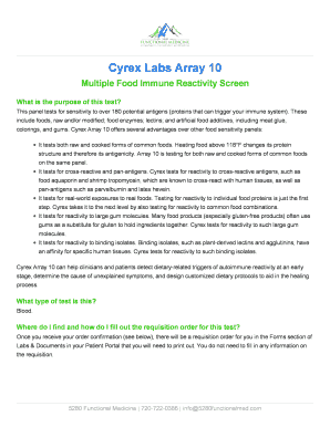 Fillable Online Cyrex Labs Array 10 Fax Email Print - pdfFiller