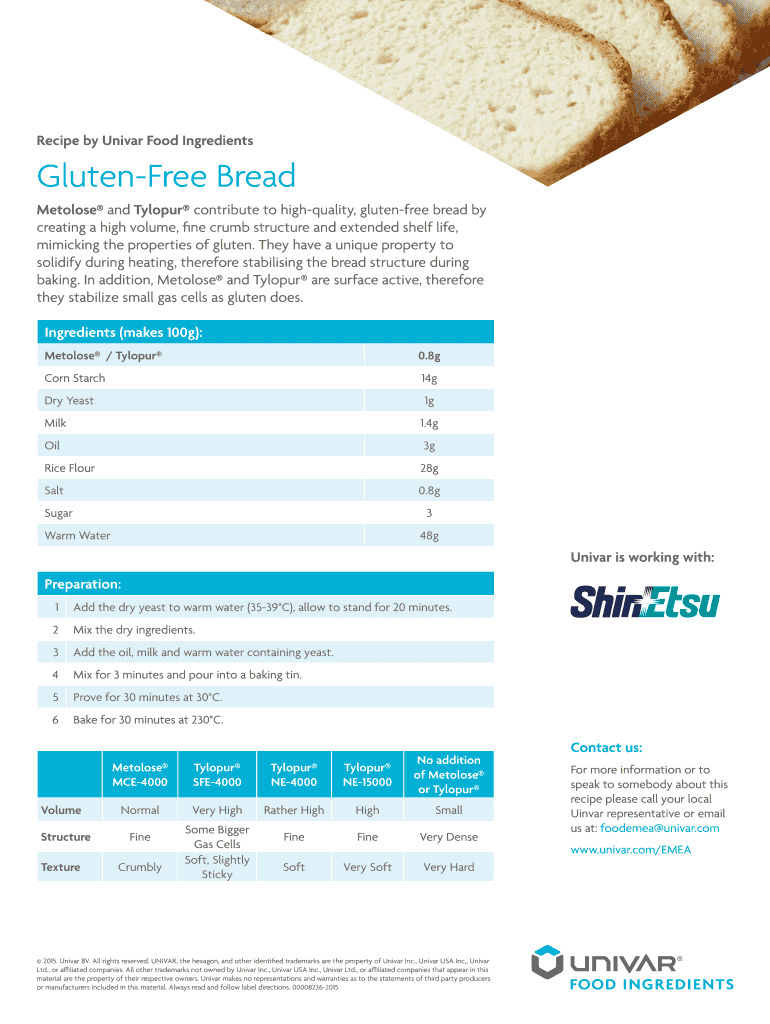 Fillable Online Recipe by Univar Food Ingredients Fax Email Print ...
