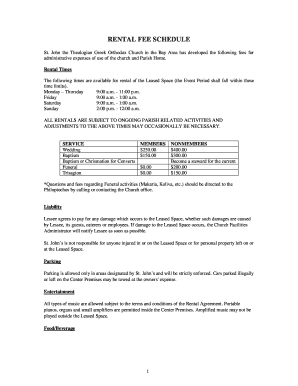 Fillable Online RENTAL FEE SCHEDULE Fax Email Print - pdfFiller